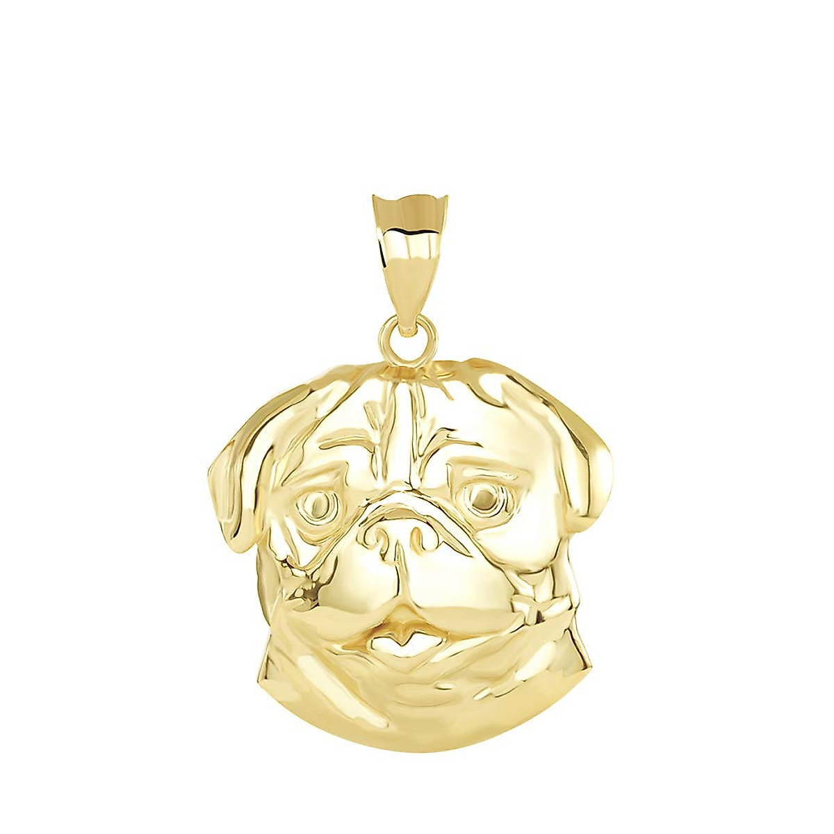 Sideways Crosses Fine 14k Yellow Gold Lovely Animal Pug Dog Head Charm Pendant