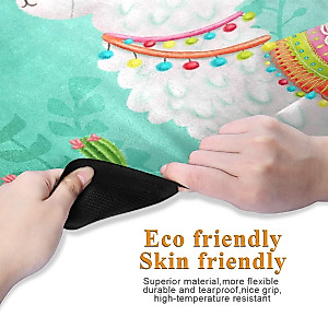 Qilmy Llama Yoga Mat Non-Slip Foldable Sweat Absorbent Travel Yoga Mat with Carrying Bag for Yoga, Pilates, Exercise, Workout, Bikram and Hot Yoga 71 x 26 Inch