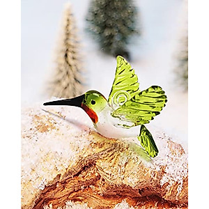 Nefelibata Hummingbird Ornament Glass Green Figurine Crystal Hanging Bird Art Christmas Xmas Tree Suncatcher Window Decor Memorial Gift for Her Friend Bird Lover Set of 1 Party Home Decorations