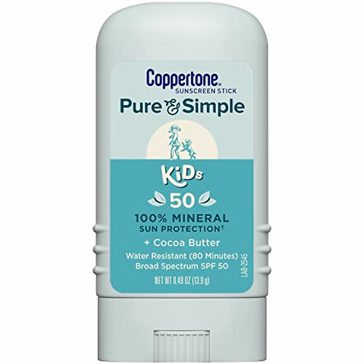 Coppertone Pure & Simple Kids Sunscreen SPF 50 Multi Pack, Kids Zinc Oxide Mineral Sunscreen Spray & Kids Sunscreen Stick, Sunscreen for Face, (5 oz +.49 oz)