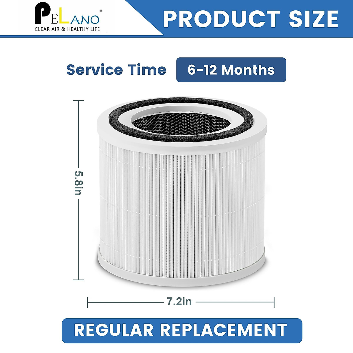 2 Pack HEPA-14 Replacement Filter Compatible with 240 Purifier, 3-in-1 Filtration System of Nylon Pre-Filter, Activated Carbon Filter and Grade True 14 HEPA Filter Replacement