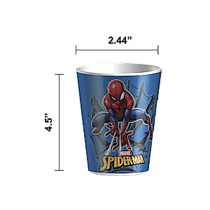 zak! 5-Piece Dinnerware Set, Marvel Spider-Man - Durable Plastic & Stainless Steel - Includes Tumbler, 8-Inch Plate, 6-Inch Bowl, Fork & Spoon - Suitable for Kids Ages 3+
