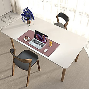 Leather Desk Pad Protector,Mouse Pad,Office Desk Mat,31.5" x 15.7" Non-Slip PU Leather Desk Blotter,Laptop Desk Pad,Waterproof Desk Writing Pad for Office and Home (31.5" x 15.7", Dark Pink)
