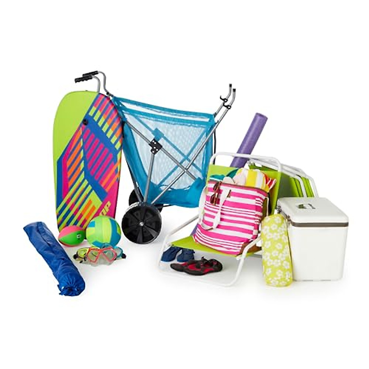 Seina All-Terrain Beach Cart Wheeler with Big Wheels for Sand | All Terrain Cart, Wide Wheels, Cart for Beach, Sand Cart, Beach Trolley, Collapsable, Compact, | Blue