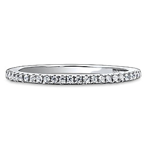 BERRICLE Sterling Silver Wedding Rings Micro Pave Set Cubic Zirconia CZ Eternity Ring for Women, Rhodium Plated Size 6