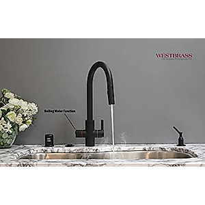 Westbrass KH41AK-62 HotMaster 4 in 1 Kitchen Faucet Kit with Dual Mode Pull Out Spray Head, DigiHot Instant Hot Water Tank and Two in-Line Water Filter System, Matte Black