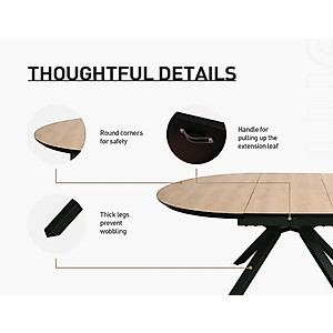Acanva Extension Oval/Round Dining Table for 6, Expandable Butterfly Leaf & Sturdy Base, Suit for Kitchen, Living Room & Apartment, 51.2”W(+19.7”) x 51.2”D x 30.1”H, Light Oak