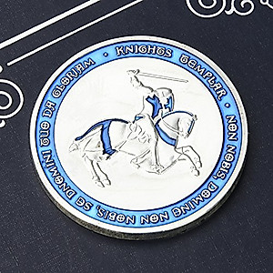 GogoForward Commemorative Knights Templar Cross Masonic Mason Silver Coin(Blue)