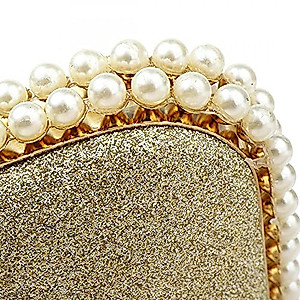 Women Sequin Evening Clutch Purses Pearls Clutch Bag Wedding Bridal Prom Purse Shoulder Handbag for Ladies (Black)