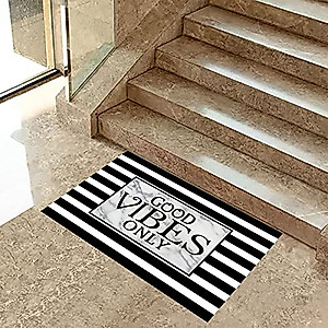 Funny Doormat,Good Vibes Only Door Mat,Garden Outdoor Indoor Entrance Mat Anti-Slip Rubber Front Door Kitchen Home Backing Doormat