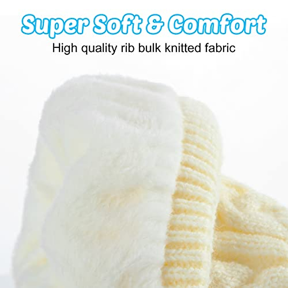 SATINIOR 3 Pieces Fleece Lined Baby Beanie with Bow, Infant Newborn Toddler Kids Winter Warm Knit Cap for Boys Girls (Beige, Pink, Grey,6-24 Months)