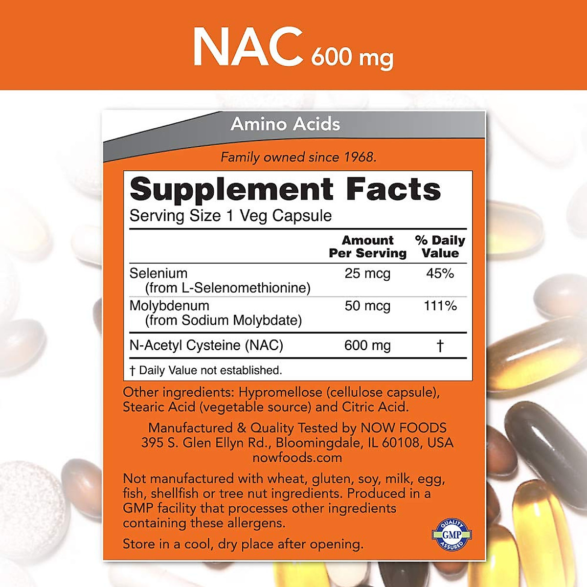 Now Foods Nac-Acetyl Cysteine 600mg, 250 Vcaps (500 (250X2))