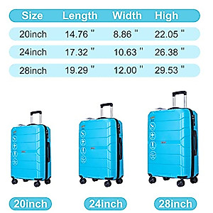 Travelhouse Luggage Sets, Lightweigh Hardside Suitcases with Double Spinner Wheels,TSA Lock, 3 Piece Set 20"/24"/28" (Blue-31)