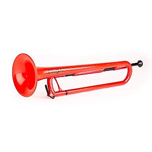 PINSTRUMENTS pBugle Plastic Kids Musical Instrument - Fun and Affordable First Trumpet Instrument for Beginners or Students - Detachable 7C Mouthpiece - Lightweight Durable ABS Construction - Red