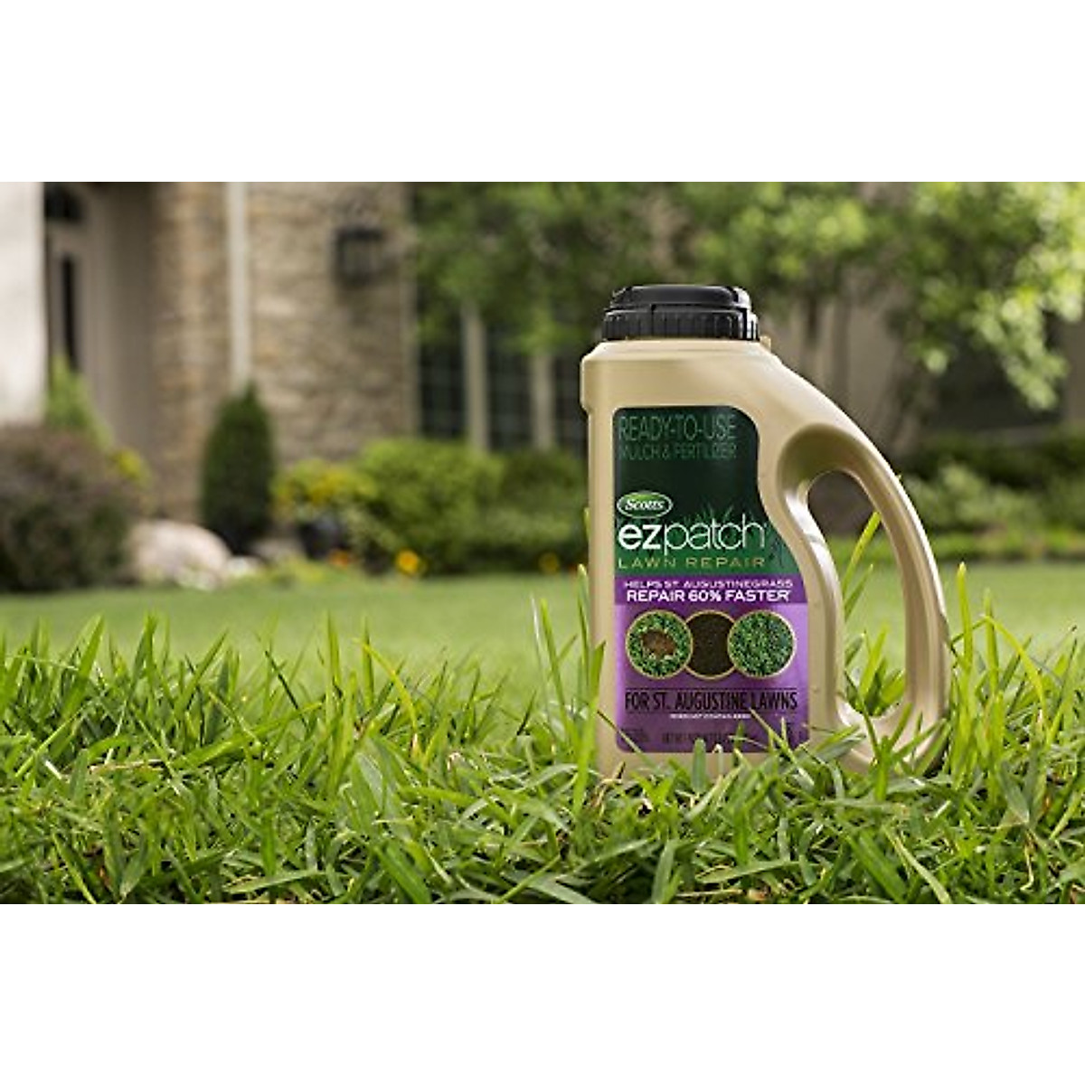 Scotts EZ Patch Lawn Repair For St. Augustine Lawns - 3.75 lb., Ready-to-use Mulch, and Fertilizer Lawn Repair, Repairs St. Augustinegrass, Does Not Contain Grass Seeds, Covers up to 85 sq. ft.