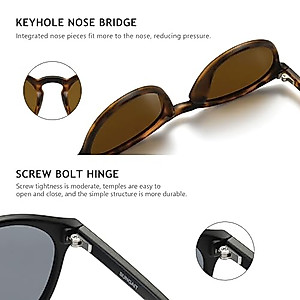 SUNGAIT Classic Vintage Round Polarized Sunglasses for Women Men Retro Style UV400 (Amber Frame Brown Lens+Black Frame Grey Lens) SGT166HPC-SHH