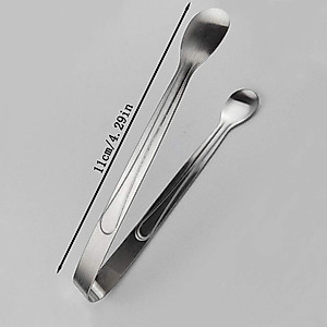 MOTZU 2 Pieces Mini Appetizers Tongs 4-Inch Serving Tong - Premium 18/8 Stainless Steel Sugar Clamp Tongs Silver Perfect for Tea Party, Coffee Bar, Ice, Buffet, Kitchen