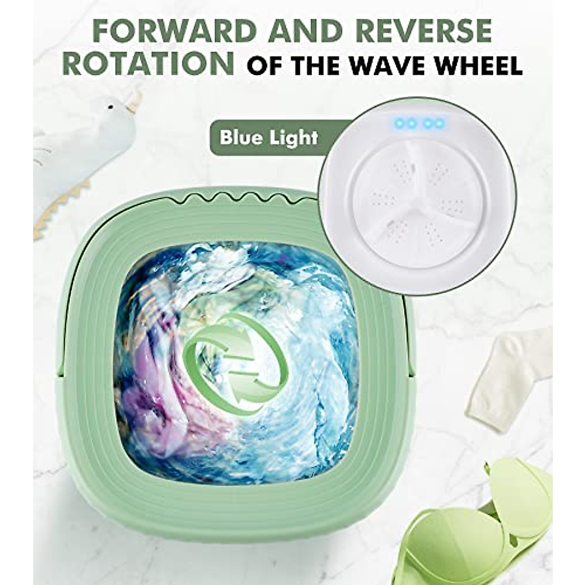 Meticuloso Portable Washing Machine, Foldable Mini Washer, Small Washer for Underwear, Socks, Baby Clothes, Towels, Delicate Items, in Apartment, Dorm, Camping, Trips and RVs