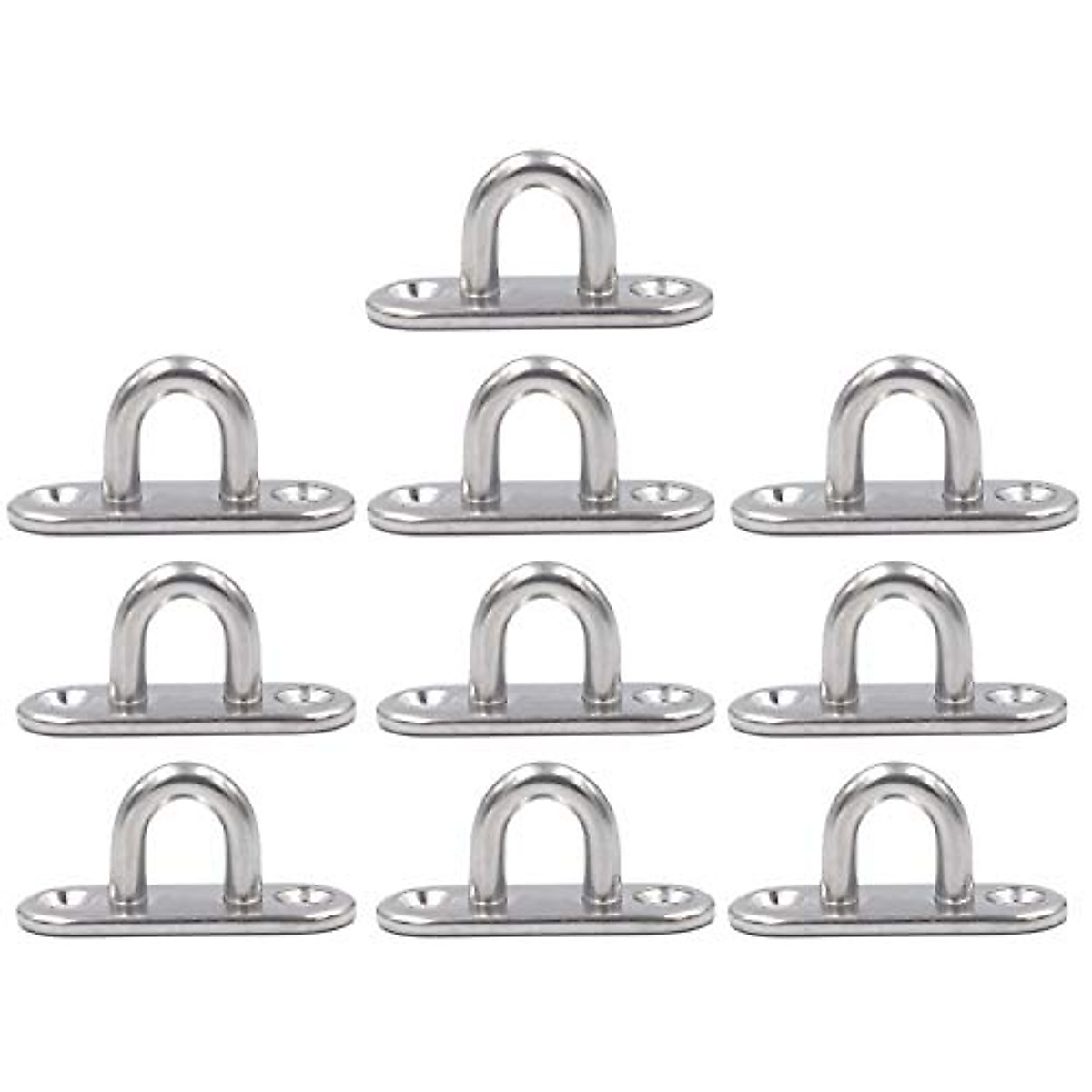 FGen 10 Pieces Stainless Steel Eye Board Ocean 5Th Oval Buckle Fixed Plate Seat Rope Pull Ring Oval Door Buckle