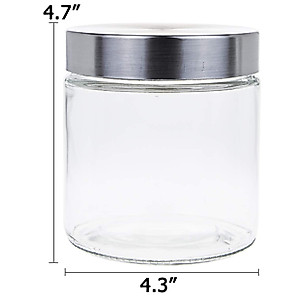 Lawei 6 Pack 27 Oz Clear Glass Jars with Stainless Steel Lids - Glass Food Canister Set Food Storage Jars for Cookie Rice Beans Pasta Snacks