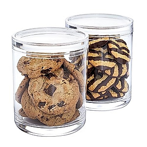 STORi Stackable Apothecary Jars (Set of 2) | 30-oz Organizer for Kitchen Counters and Pantry Shelves | 2 Pack Storage Container with Tray Lid