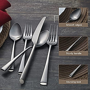 Alata Bailey 20-Piece Forged Stainless Steel Flatware Set Cutlery Set,Service for 4,Matte Satin Finish,Dishwasher Safe