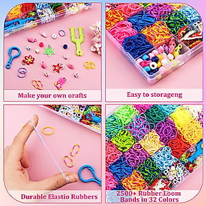 Sbnnfikeb Rubber Band Bracelet Kit,Loom Bracelet Kit,Loom Bands Kit, Loom Bracelet Making Kit for Art and Craft,2700 Rubber Band Refill Kit for Girls & Boys