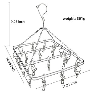WAIKAS Space Saving Hangers with 20 Clips for Socks Underwear Baby Clothes, 304 Stainless Steel, Wind Proof