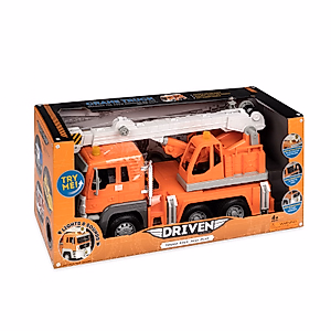 Driven by Battat – Large Toy Crane Truck For Kids – Toy Construction Vehicle – Lights & Sounds – Movable Parts – 3 Years + – Standard Crane Truck