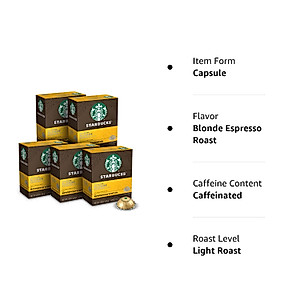 Starbucks by Nespresso Blonde Roast Espresso (50-count single serve capsules, compatible with Nespresso Vertuo Line System)