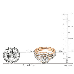 Dazzlingrock Collection 1.00 Cttw Round White Diamond Cushion Shaped Halo Engagement Ring Set for Women in 14K Solid Rose Gold, Size 10