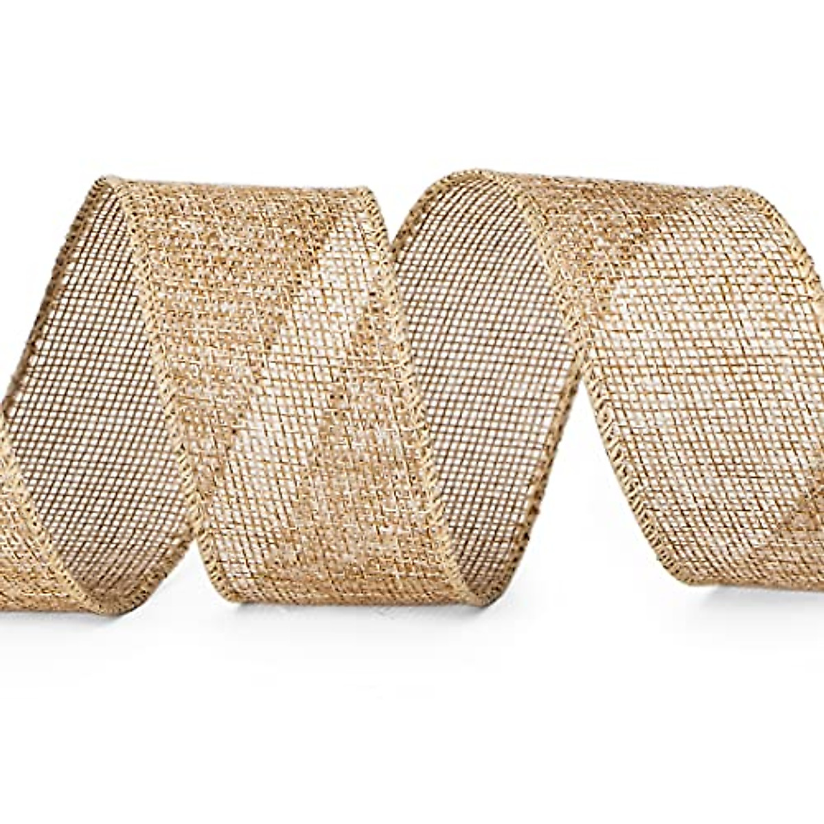 Ribbli Burlap Wired Ribbon,1-1/2 Inch x 10 Yard,Natural,Solid Wired Edge Ribbon for Big Bow,Wreath,Tree Decoration,Outdoor Decoration