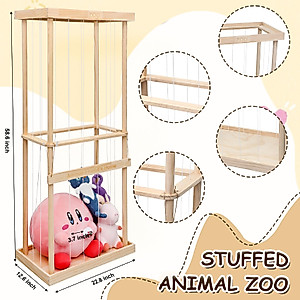 Upgrade Stuffed Animal Storage, Stuffed Animal Storage Zoo with Bottom, Wooden Stuffed Animal Storage, Large Stuffed Animal Cage, Gift for Playroom, Bedroom, Living Room
