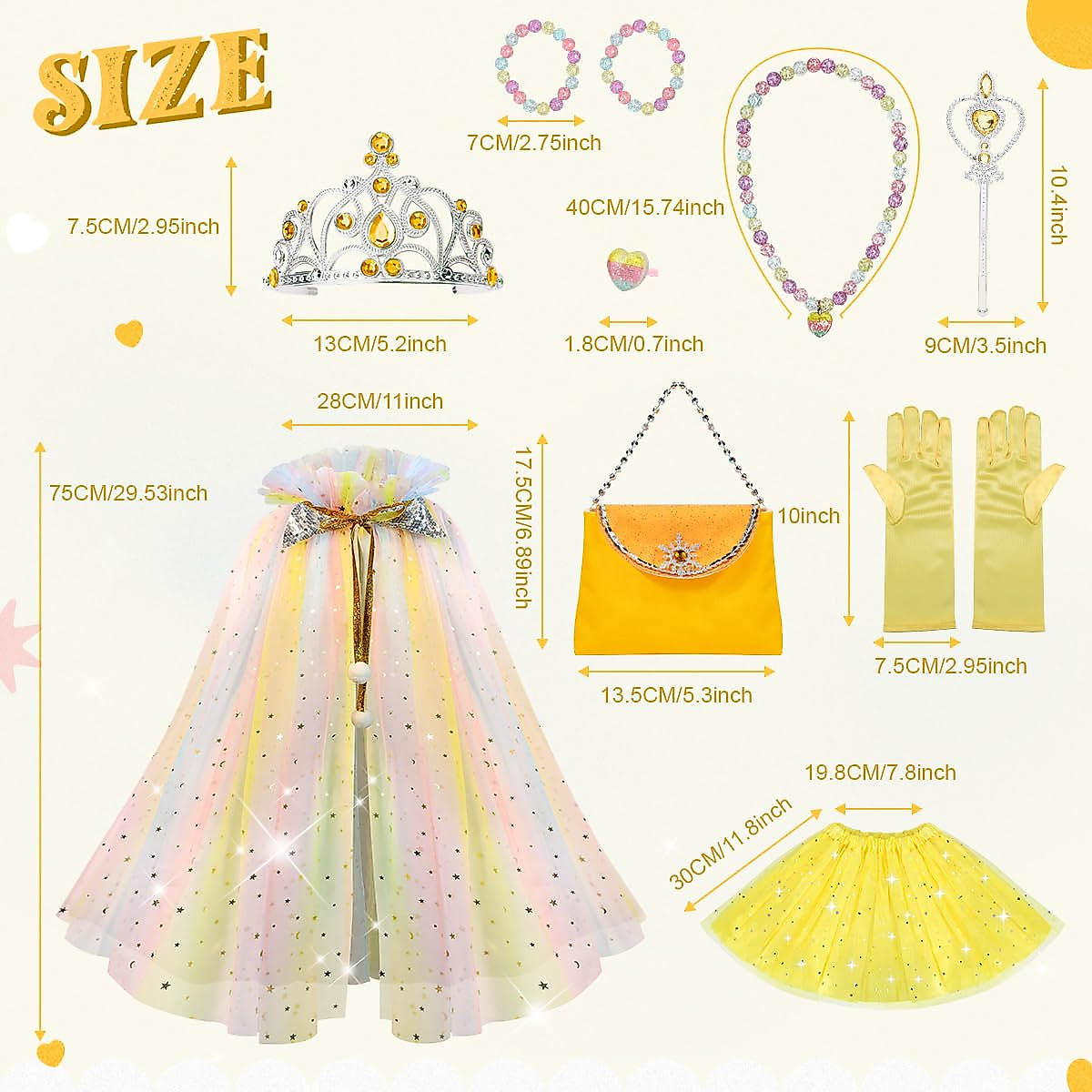 Meland Princess Dress up Clothes for Little Girl, 11Pcs Princess Cape with Crown,Princess Dresses for Girl 3-8 Birthday Gift