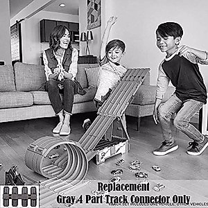 Hot Wheels Replacement Parts Playset FTH77 - Track Builder System Race Crate Die-Cast Car Track ~ Replacement Gray 4 Part Track Connector