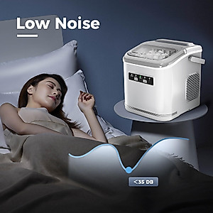 Ice Maker Machine Countertop Portable Small Compact Mini Bullet Ice Maker Self Cleaning, 2 Size of Bullet ice Cubes, 9 Cubes in 6 Mins,Good for Home,Dorm,Indoor,Camping,Outdoors (White)