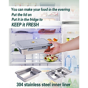 FanFanOK Electric Lunch Box 80W Heated Lunch Boxes for Adults Work/Car/Truck/Home, 1.8L Portable Food Warmer Heating Lunchbox with Insulated Lunch Cooler Bag 12V 24V 110V