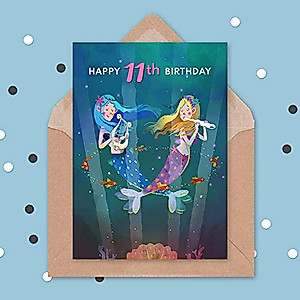 Wee Blue Coo Mermaid Music Birthday 11th Greetings Card