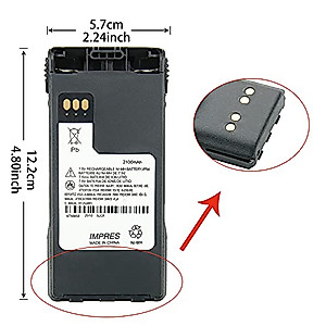 Vineyuan 7.5V 2100mAh Replacement Battery for Motorola NTN9815/A/AR/B NTN9858/A/AR/B/C XTS1500 XTS2500 PR1500 MT1500 Two Way Radio Battery(with IMPRES Function)