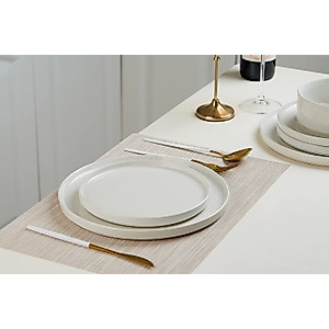 famiware Nebula 6 Pieces Dinner Plates, 10.2 inch Plates Set, Scratch Resistant, Stoneware Dinnerware, Kitchen Modern Rustic Dishes, White