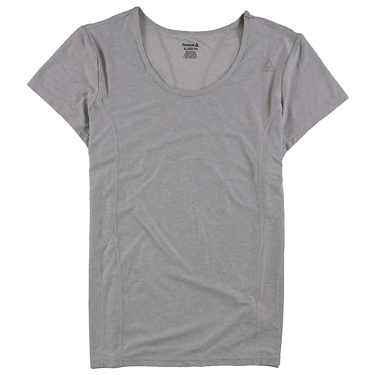 Reebok Women's Gym & Workout T-Shirt - Dynamic Fitted Performance Short Sleeve Athletic Top, Dynamic Ss Silver Sconce Heather, Large