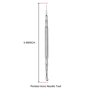 Pointed Blackhead Removal, 2-in-1 Acne Extractor Tool - Stainless Steel Whitehead Remover for Face/Nose