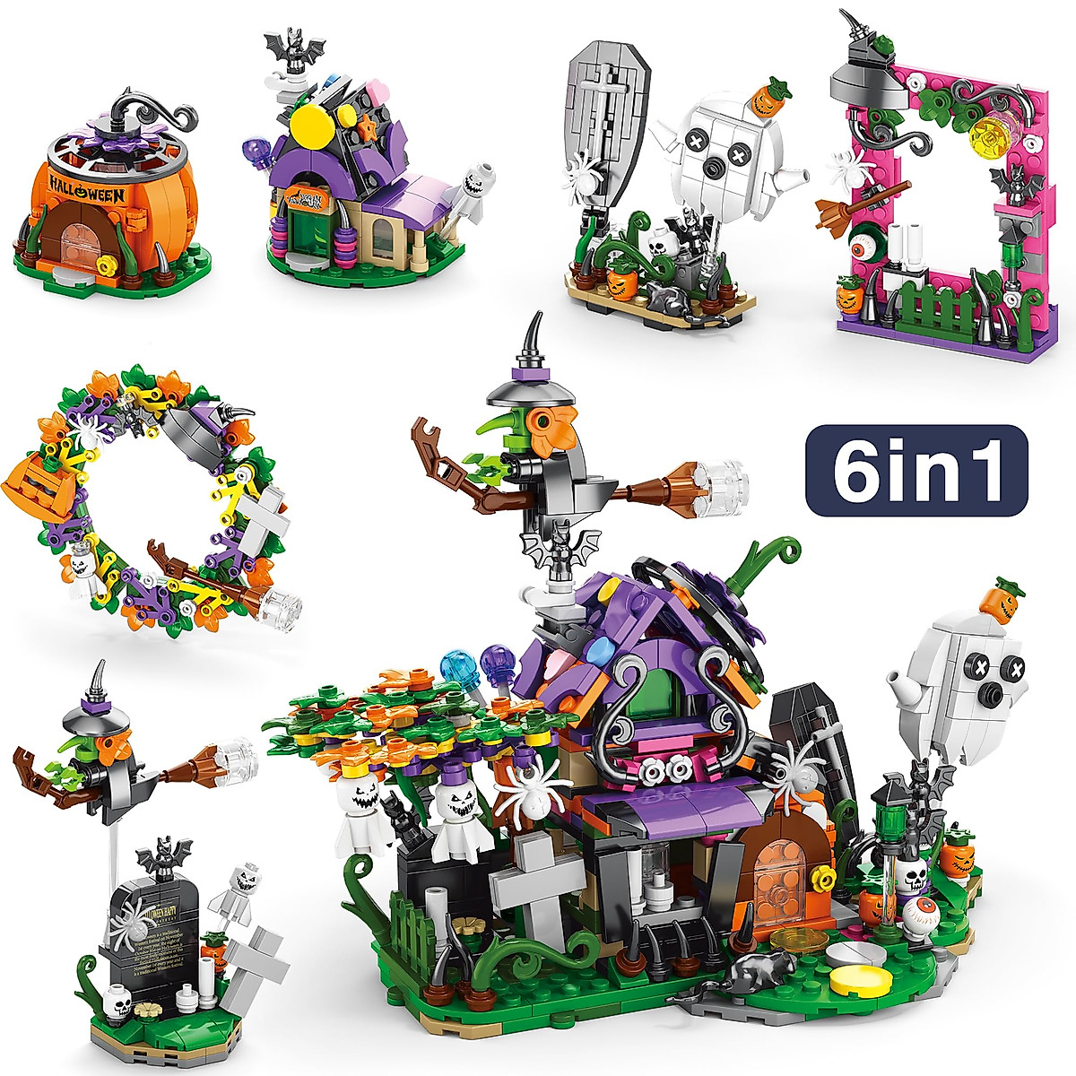 Halloween Building Set for Kids -Halloween Toys Ghost Pumpkin Building Kit for Kids Party Favors for Goodie Bags Stuffers for Boys & Girls 6 up