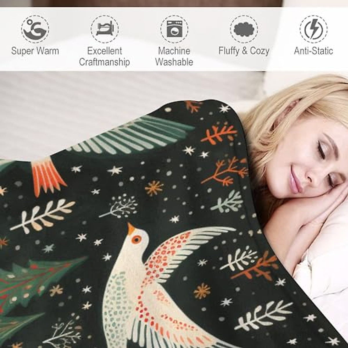 Soft Throw Blanket Birds Flying Through The Trees Warm Cozy Lightweight Blanket Winter Holiday Blanket 40"x50" for Couch Sofa Bed for Girls Birthday Valentines Gifts Warm Soft Autumn and Winter
