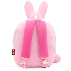 Ladyzone Toddler Backpack Zoo Animals Backpacks Cute Plush Bag Cartoon 10" Preschool Book Bag For 2+ Years Girls Boys (Rabbit)