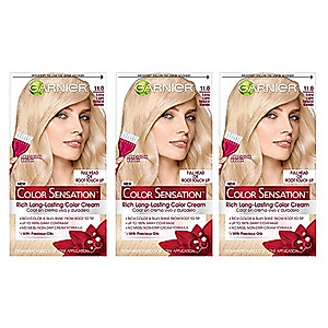 Garnier Color Sensation Hair Color Cream, 11.0 Icing on the Cake (Ex Light Natural Blonde), 3 Count