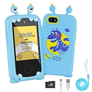Diswoe Kids Smart Phone for Boys and Girls Dinosaur Toys 3 4 5 6 7 8 9 Years Old Touchscreen Cell Phone with 8GB SD Card and Multi APPs for Learning, Christmas Birthday Gifts for Kids Age 6-8