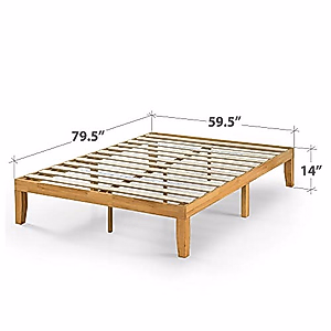 ZINUS Moiz Wood Platform Bed Frame / Wood Slat Support / No Box Spring Needed / Easy Assembly, Natural, Queen