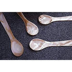 DUEBEL Set of 6 Mother of Pearl 3.55′′ Caviar Spoons for Caviar Serving or Egg Serving