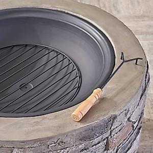 Christopher Knight Home Dione Outdoor 32" Wood Burning Light-Weight Concrete Round Fire Pit, Grey